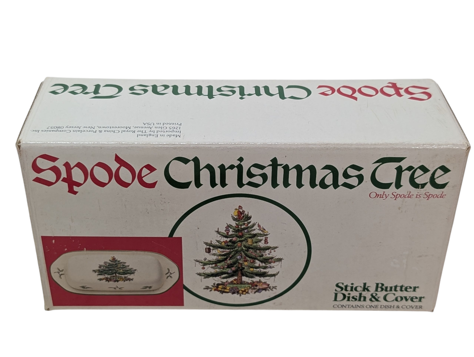 Spode Christmas Tree Stick Butter Dish and Cover with Original Box | eBay