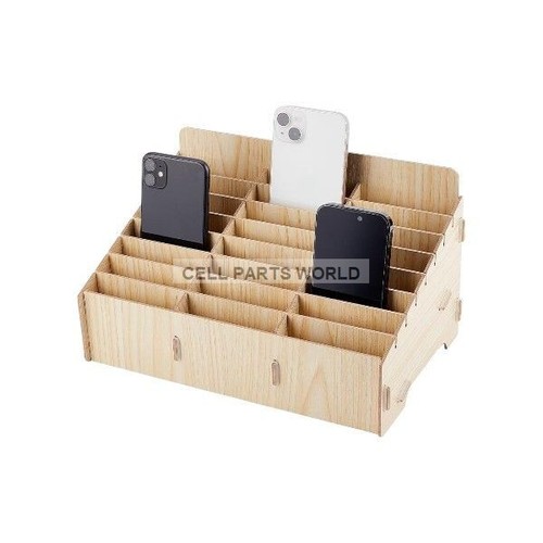 24 Grid Multi Functional Organizer Wood Storage Box For Phones | eBay