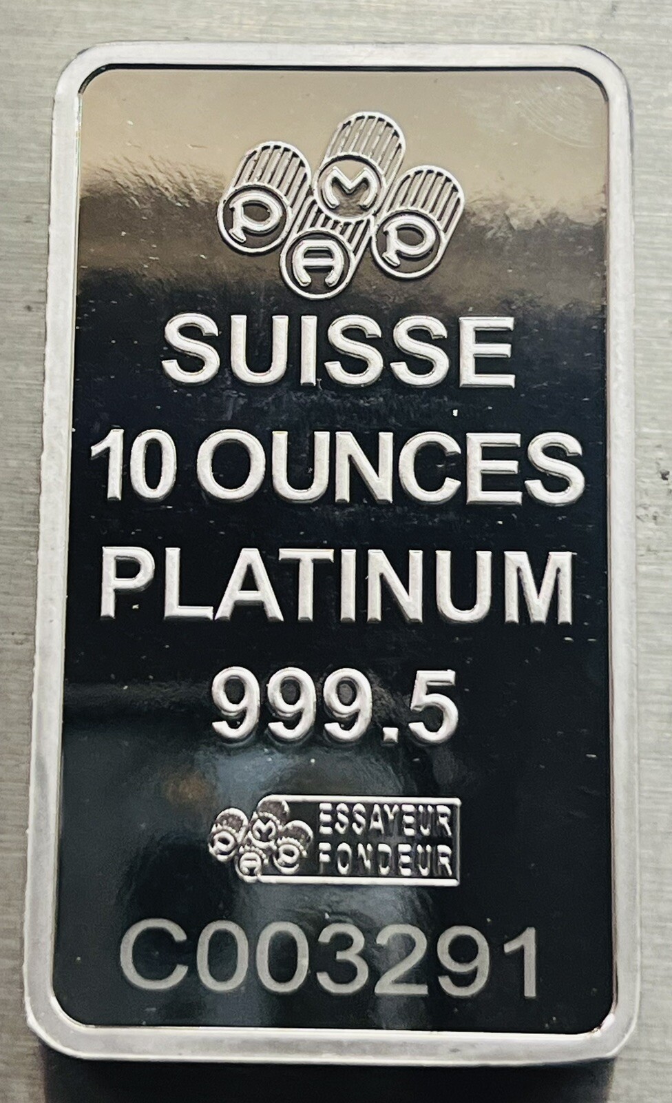 10 OZ PLATINUM BAR BY PAMP SWITZERLAND #C 003291 IN PLASTIC CASE | eBay