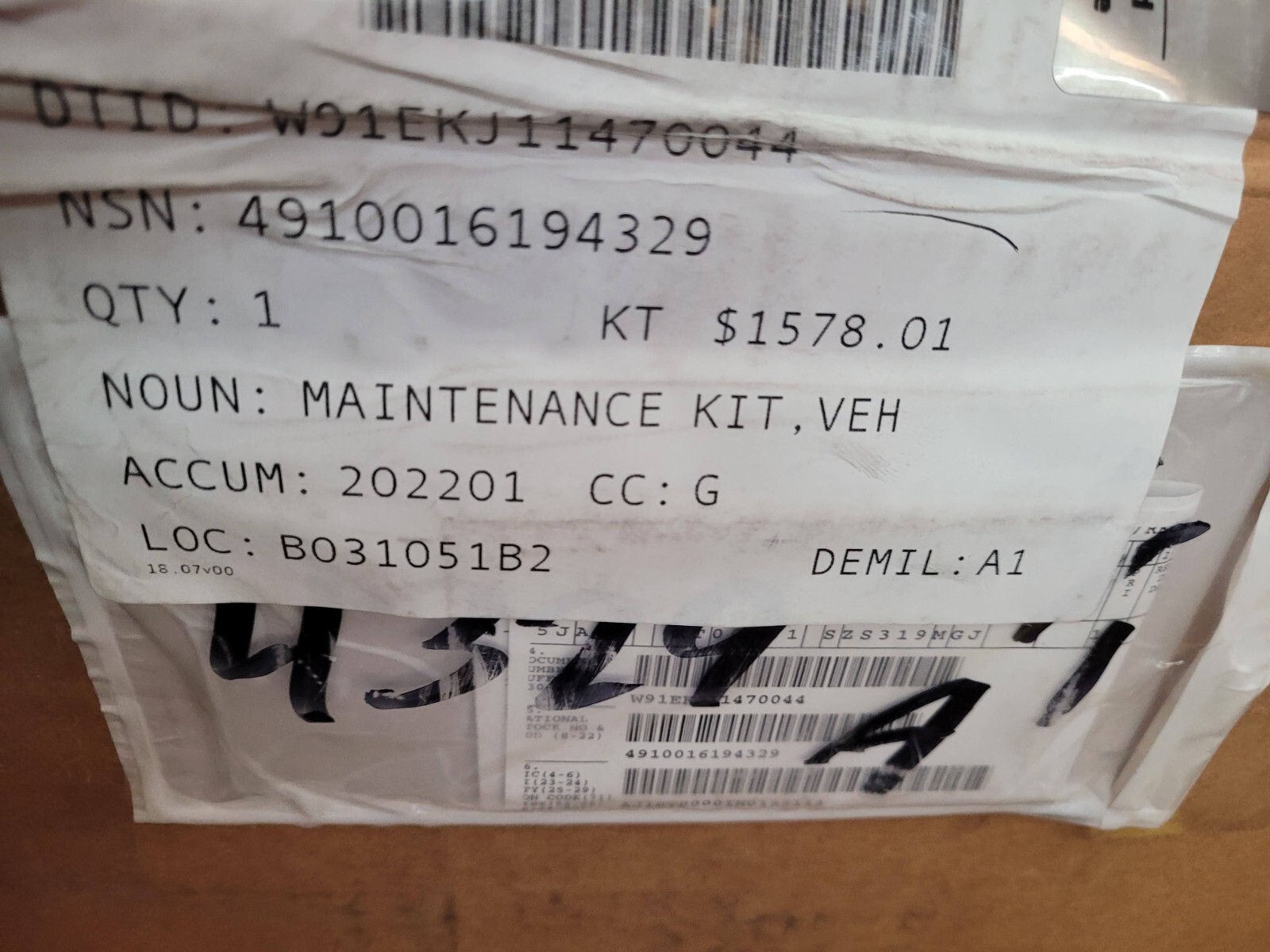 TRUCK HEMTT FILTER KIT VEHICULAR MAINTENANCE KIT 4910-01-619-4329 ...