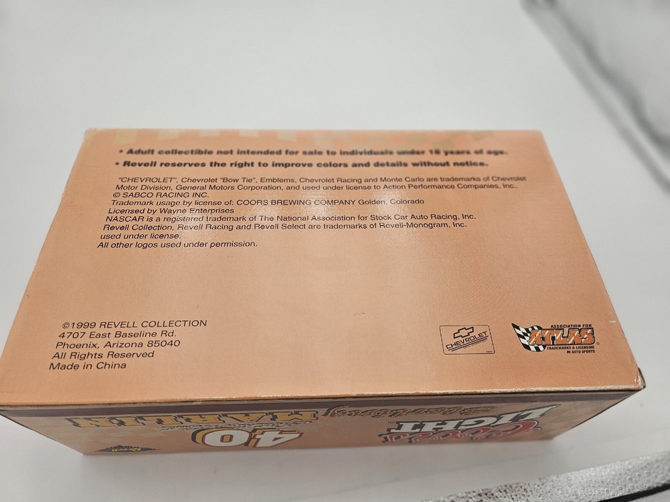 1/18 Revell Collection 1999 #40 Sterling Marlin Coors Light John Wayne ...