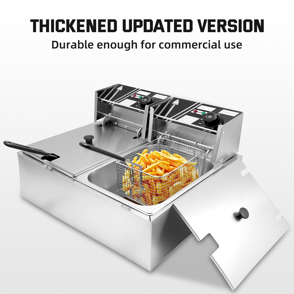 Electric Deep Fryer Frying Machine XL Fry Bask 6/12L Commercial 2500W ...