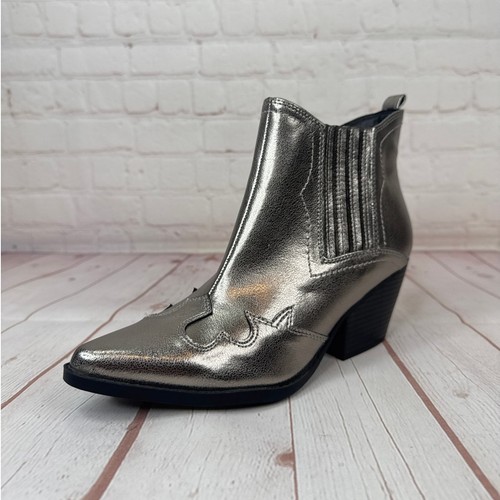 Indigo Rd. Metallic Silver Side Zip Ankle Booties Boots Women’s Size 8 ...