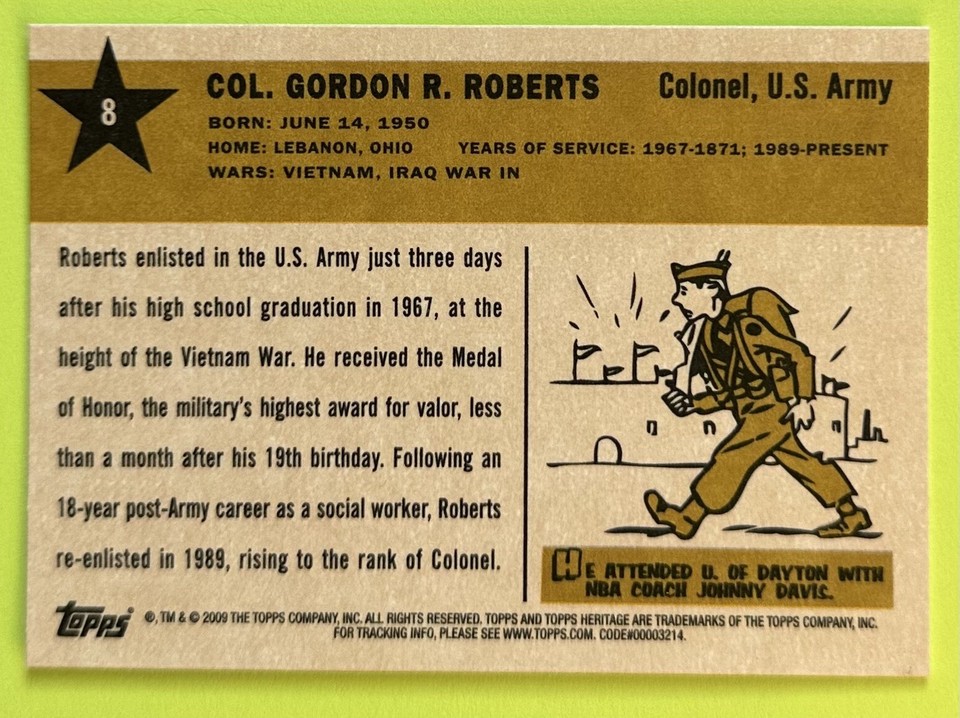 2009 Topps American Heritage COL. GORDON ROBERTS #8 Army Vietnam War | eBay