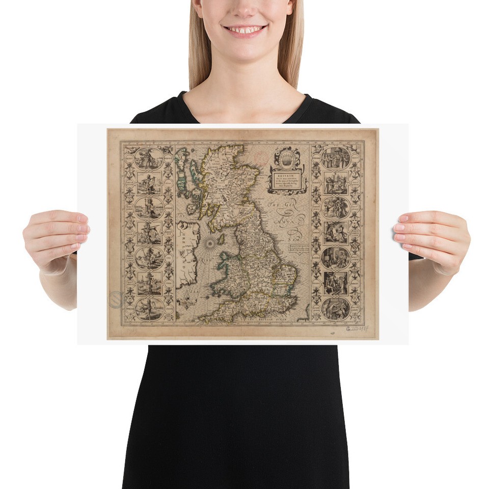 Rare Old Viking Map of England, Wales & Scotland in 1611- Anglo-Saxon ...