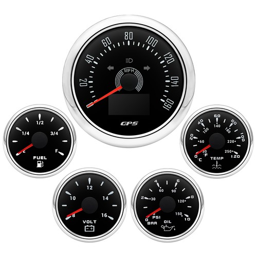 5 Gauge Set 85mm GPS Speedometer 0-160MPH | COG Trip Gauge | 52mm Fuel ...