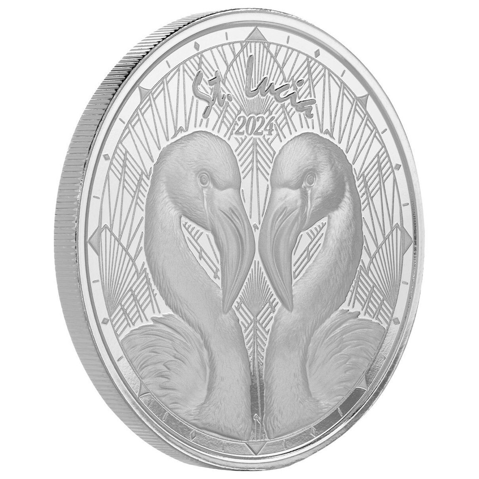 2024 Flamingos 1 oz 999 Silver Coin St. Lucia Eastern Caribbean ...