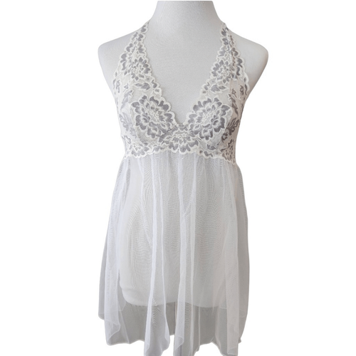 Victoria's Secret Mesh Floral Lace Babydoll Chemise Lingerie Sheer ...