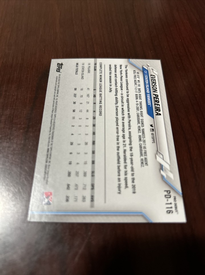 Everson Pereira 2020 Topps Pro Debut Card #PD-116 *Mint* Qty | eBay