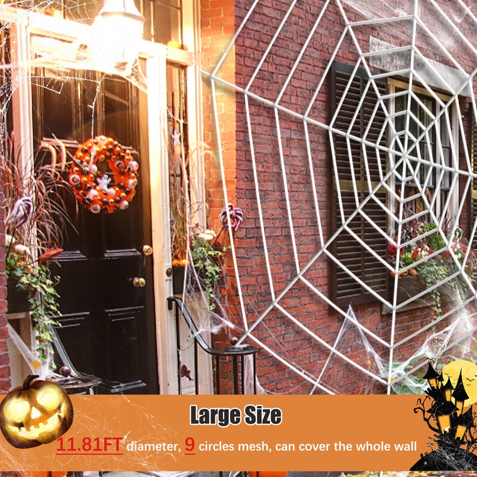 Halloween Huge Spider & Spider Web Haunted House Prop Indoor Outdoor ...