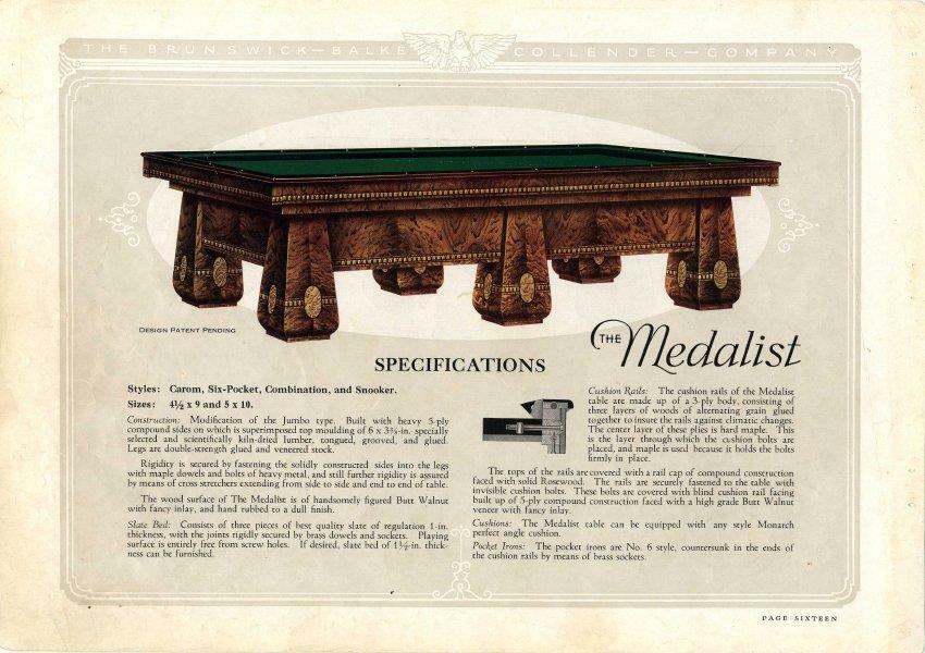 Brunswick Antique "The Medalist" 10 foot Pool Table | eBay