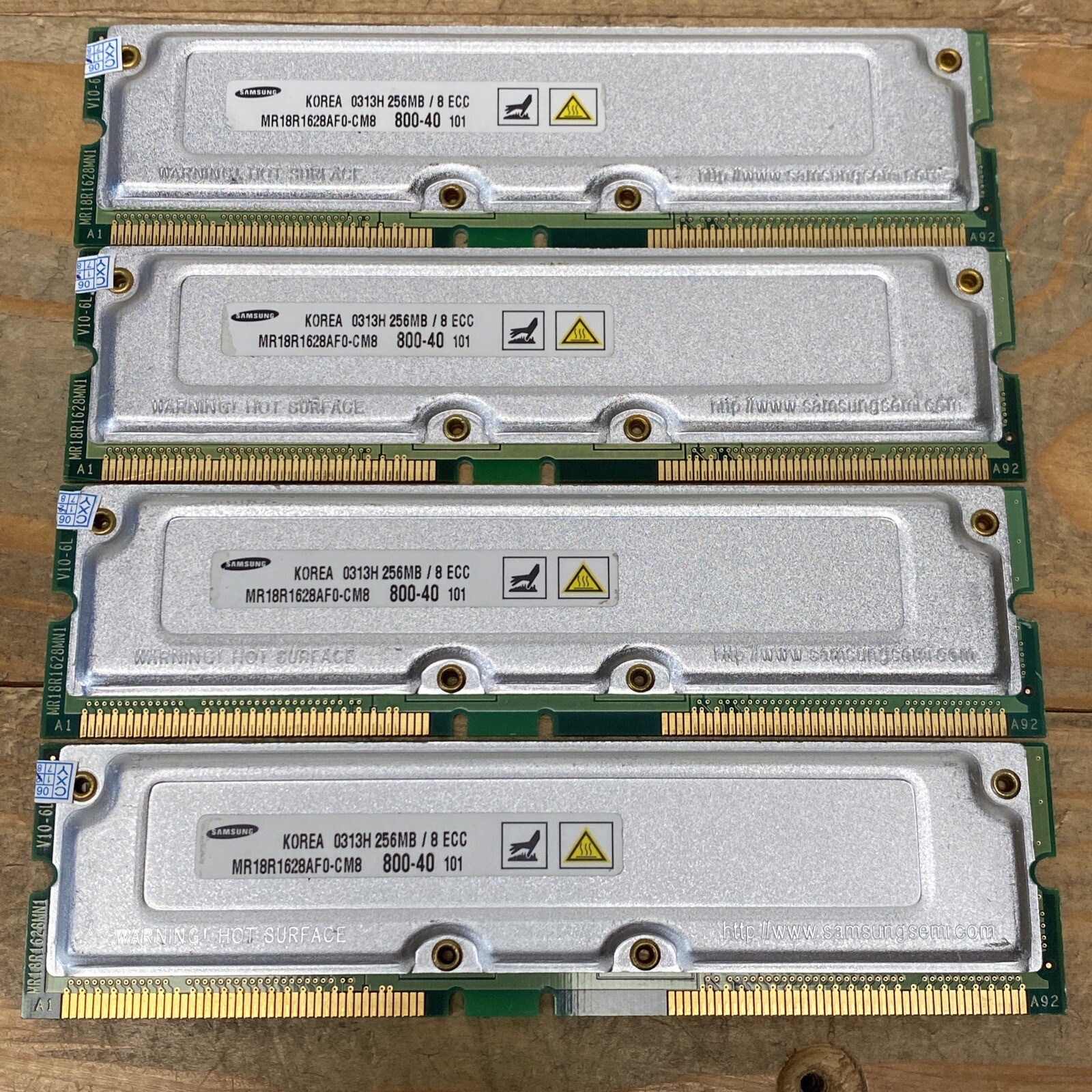 Lot of 4! Samsung 256MB RDRAM Memory Module- MR18R1628AF0-CM8 | eBay