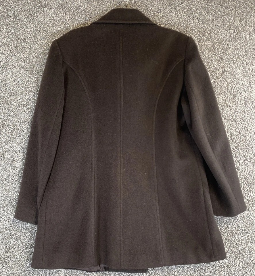 Talbots Coat Womens Size 14 Brown Wool Blend Lined Double Breasted ...
