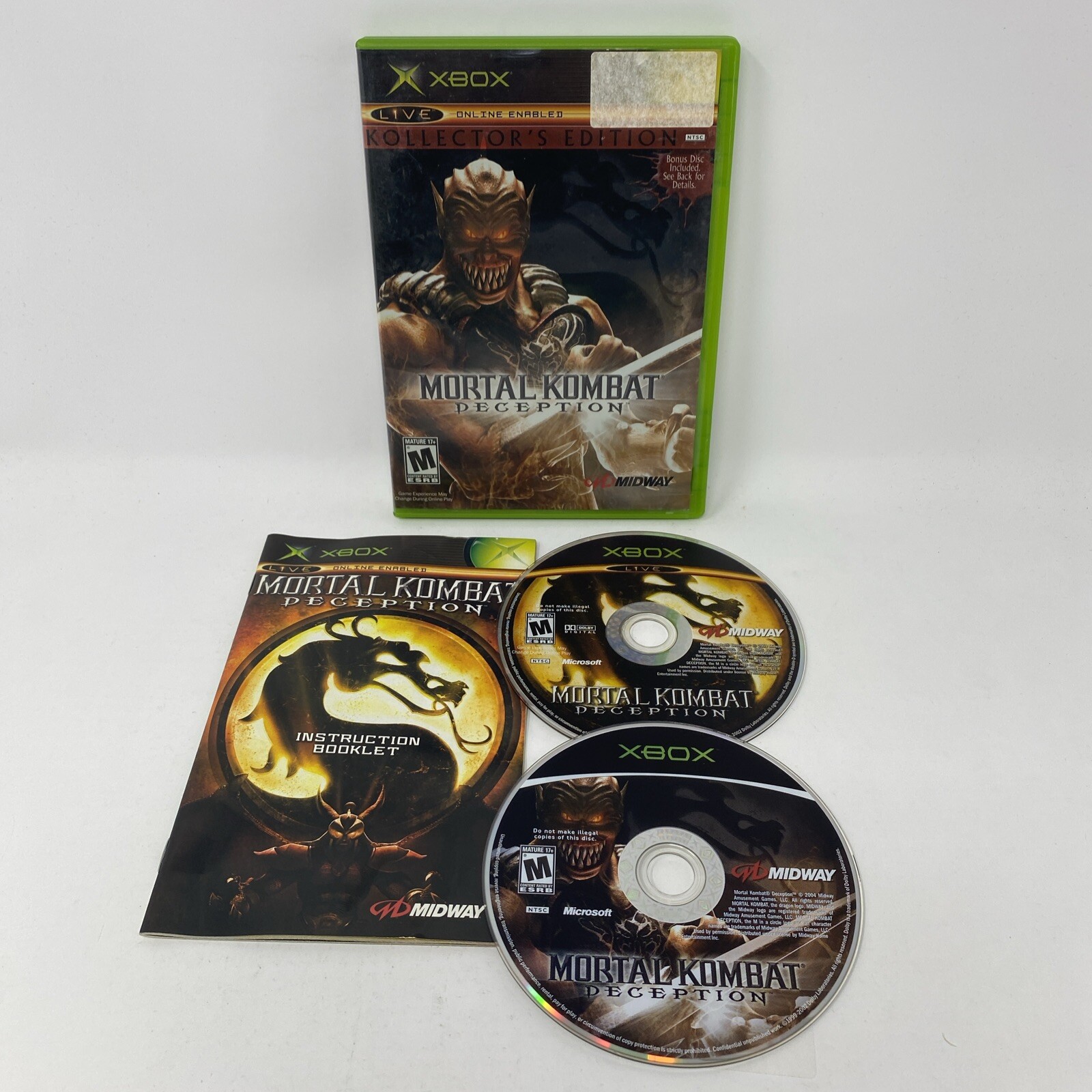 Mortal Kombat: Deception Xbox Baraka Kollector's Edition Complete CIB w ...
