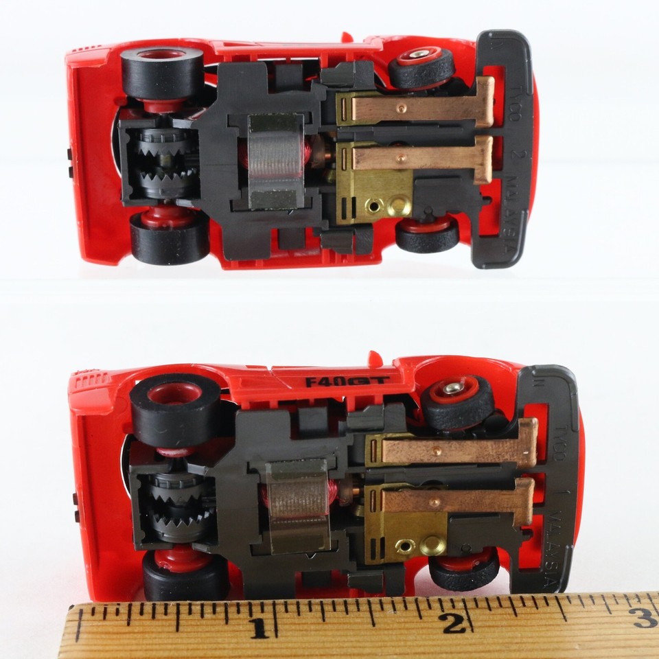 Lot Of 2 Tyco TCR Ferrari F40 Gt #9 Red HO Slotless Slot Cars Chassis ...