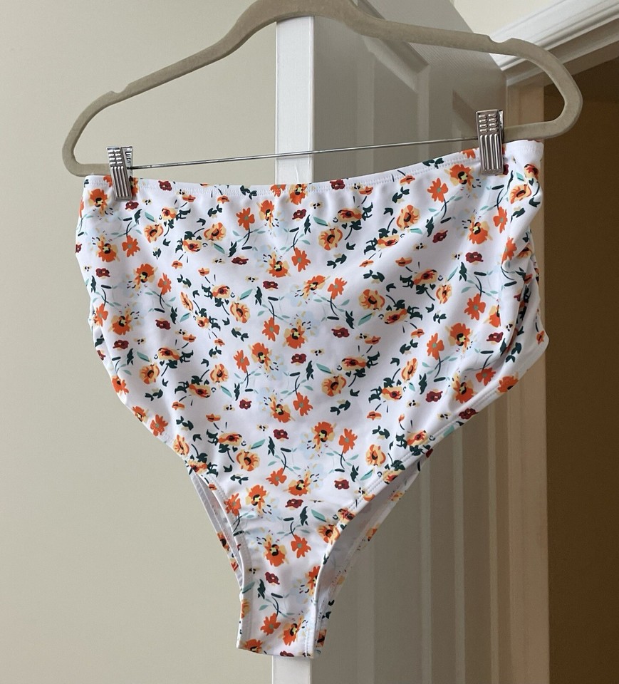 Artsy Swim Bikini Bottoms Brief Orange Floral Bohemian Gypsy Sissy ...