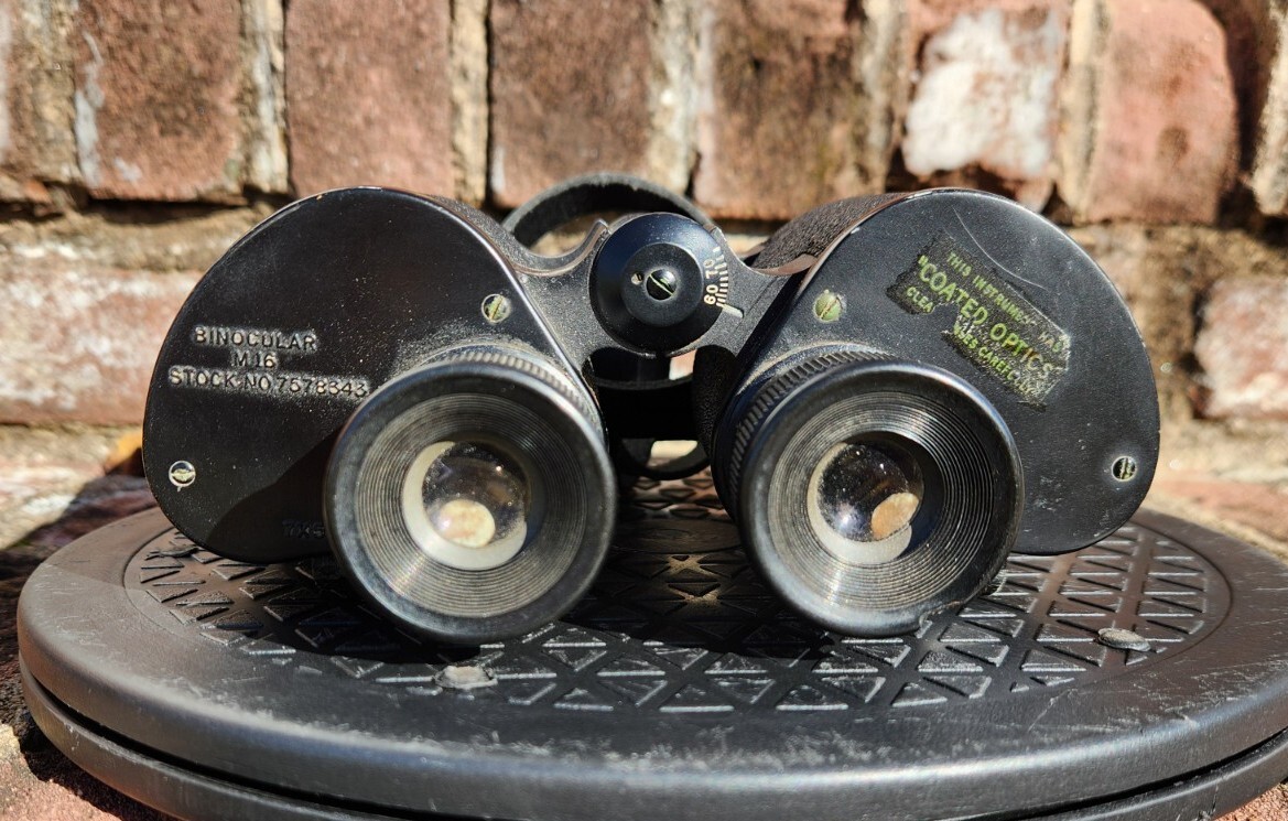 WWII US Army Binoculars M16 7x50 & M24 Clear Sights Leather Case D45874 ...