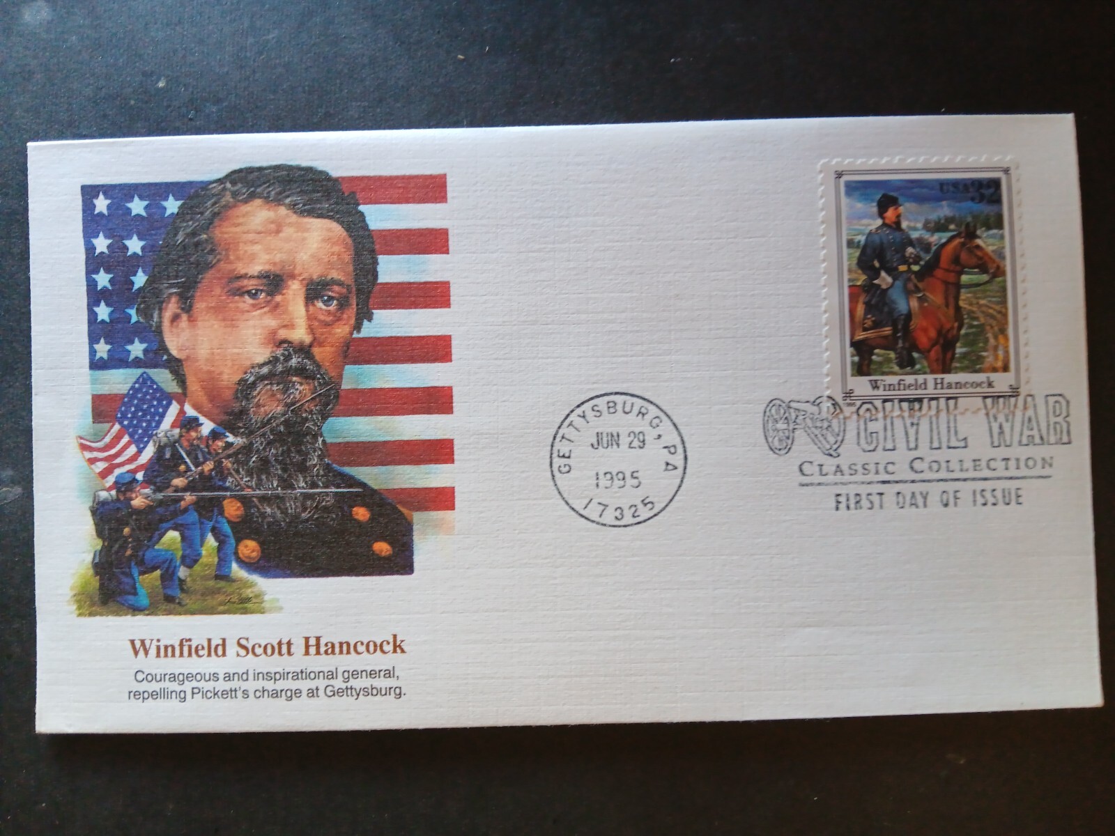 CIVIL WAR CONFEDERATE GENERAL WINFIELD HANCOCK 1995 FLEETWOOD CACHET ...