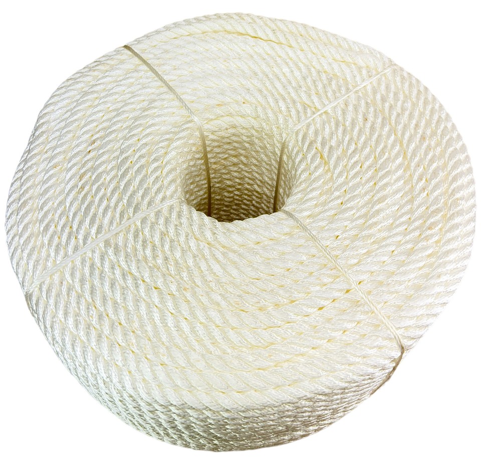 3 Strand Nylon Rope White Mooring Anchoring 6 8 10 12 14 16 18 20 24 28 ...
