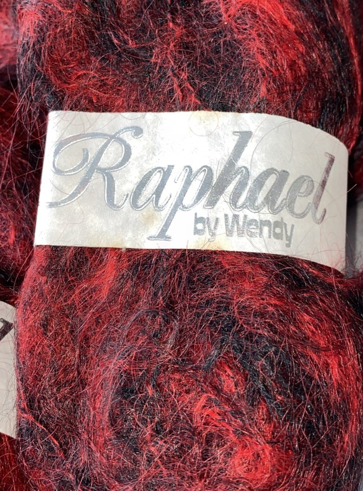 Wendy Raphael 67% Mohair 28% Wool 8x50g Red/Black Mix Knitting Wool ...