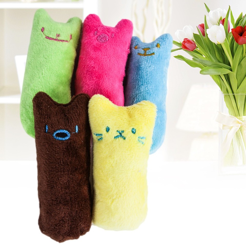 5 Pcs Catnip Filled Plush Cartoon Pillow Toys Interactive Chew Pet ...