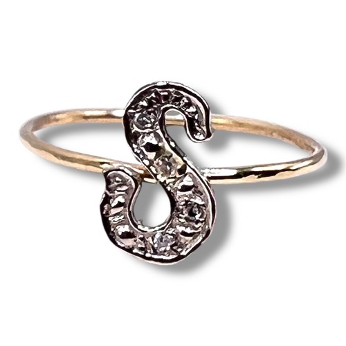 S Letter Ring Diamond Initial 14k White Yellow Gold SZ 7 | eBay