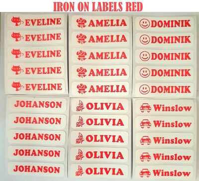 5 10 25 30 40 Iron On Personalised Labels Tag Name School Uniforme Kid ...