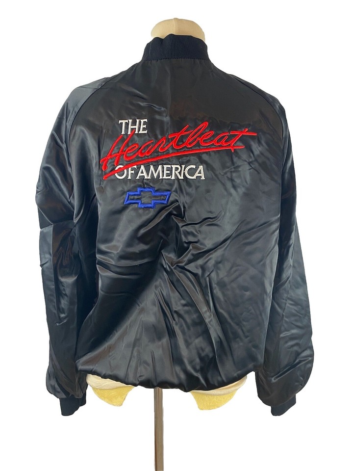 Chevrolet Heartbeat of America Vintage Satin Bomber Jacket Black ...