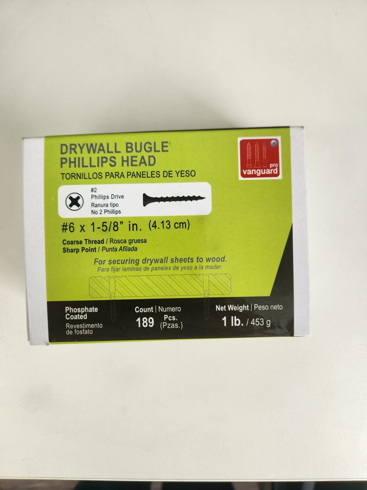 #6 x 1-5/8 Drywall Screws, Coarse, Sharp Point Black Phosphate, 1 LB | eBay