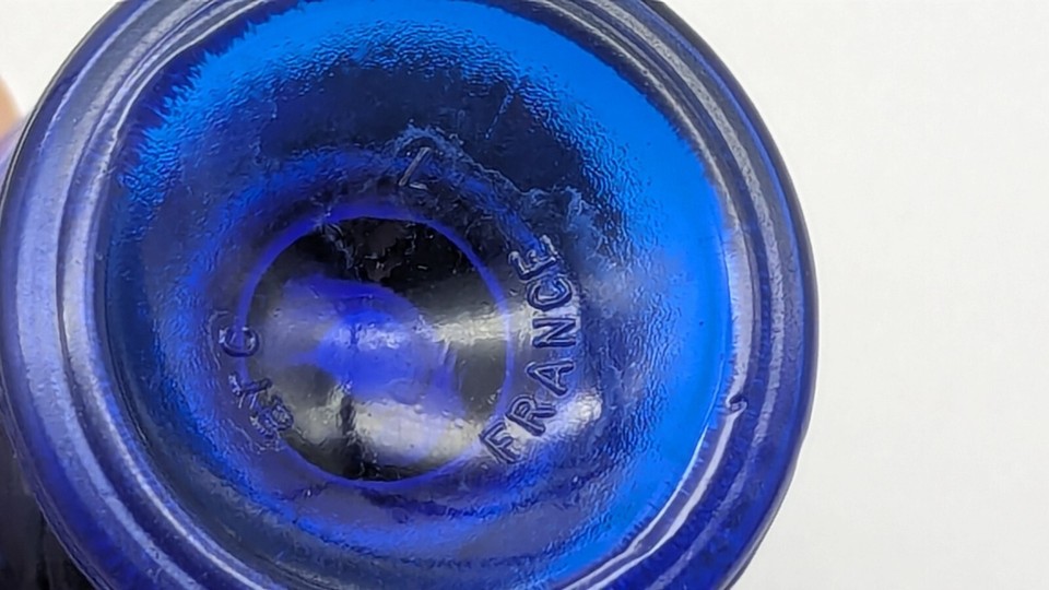 1 Luminarc Cobalt Blue Glass Egg Cup or Toothpick Holder Made in France ...