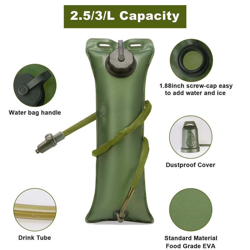 2-10L Water Bladder Bag Hydration System Backpack Survival Pack Camping ...