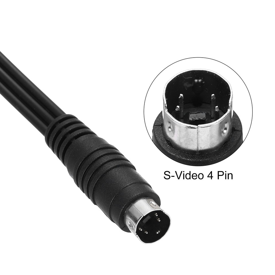 S Video Cable 5ft, 4 Pin S-Video Male to 3 RCA Male Composite Adapter ...
