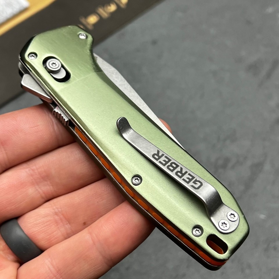 GERBER Highbrow Green Pivot Lock Spring Assisted Opening Folding Pocket ...