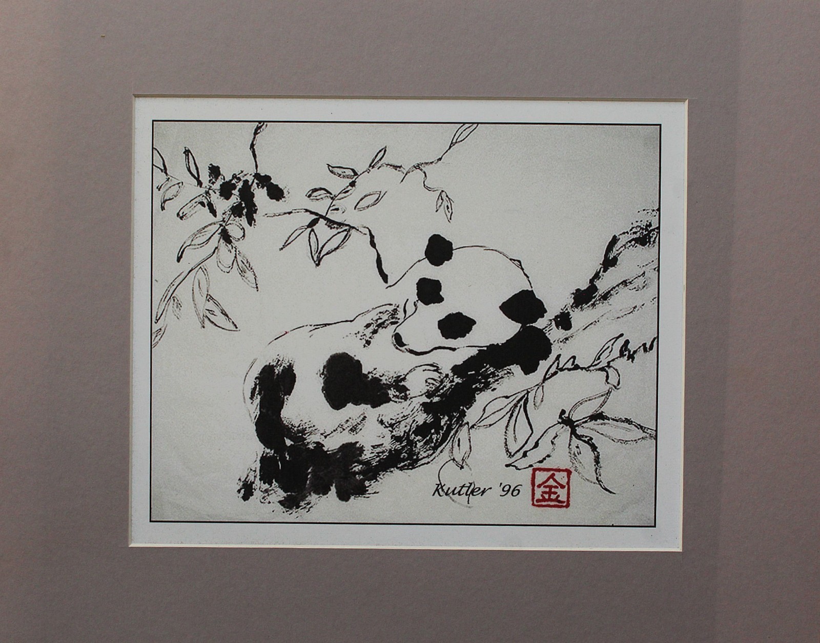 Panda Bear Hand Painted Ink On Rice Paper Black & White Original Art 96 ...