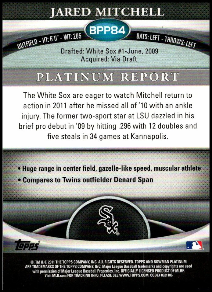 2011 Bowman Platinum Prospects X-Fractor #BPP84 Jared Mitchell | eBay