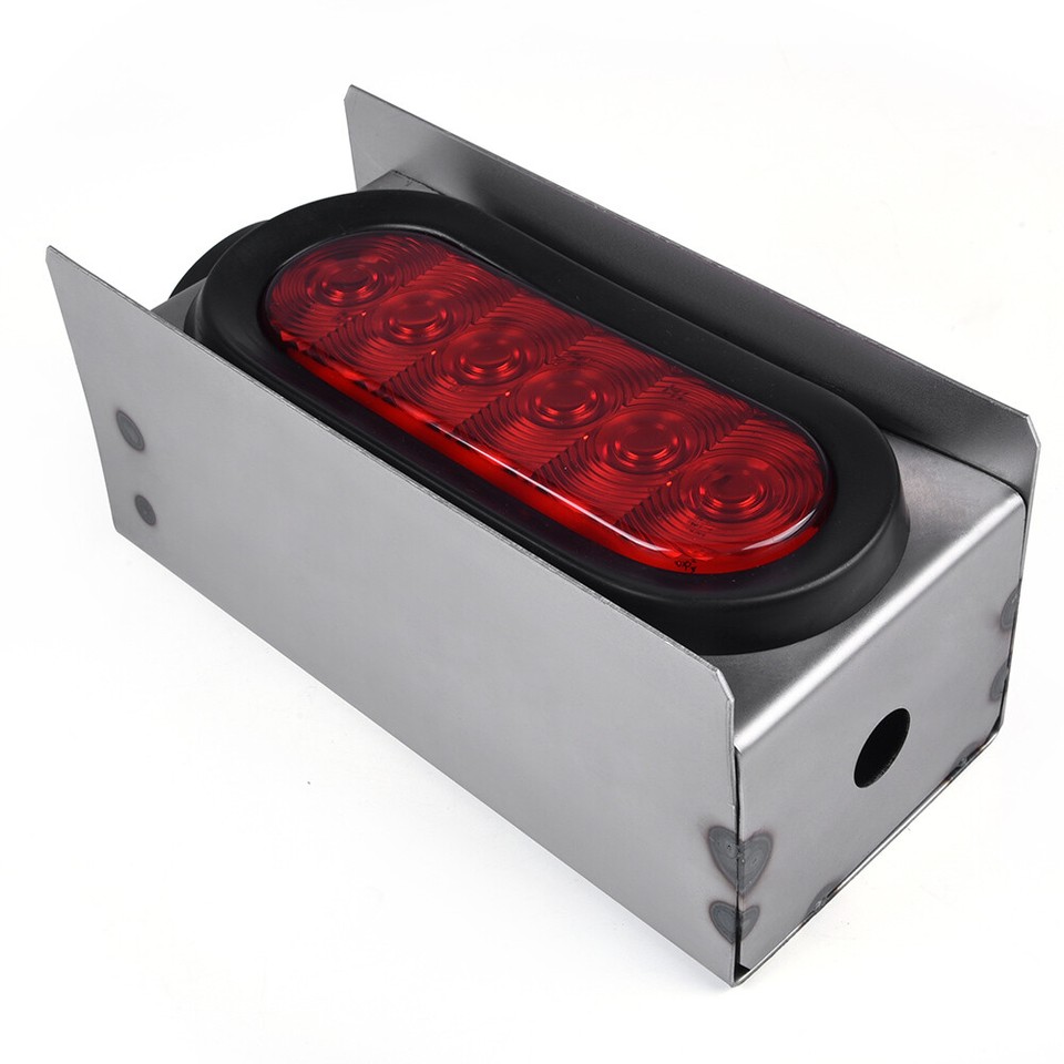 Fit For Truck Red LED Trailer Steel Box Kit W/ 6" Oval Tail Light 2 ...