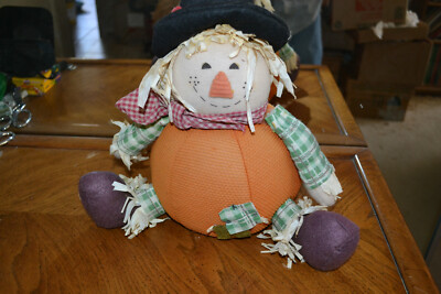 Sitting Fall/Thanksgiving fat stuffed scarecrow - FB3 | eBay
