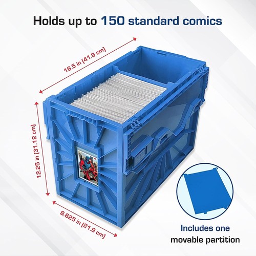 1 BCW Blue Short Comic Book Bin HeavyDuty Plastic Stackable Box Ho1ds ...