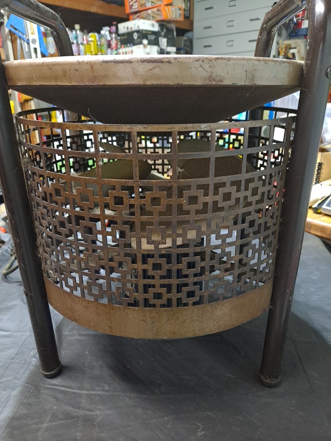 Vintage Metal Mid Century Hassock Footstool Fan Redmond 6102 16.5" X 13 ...