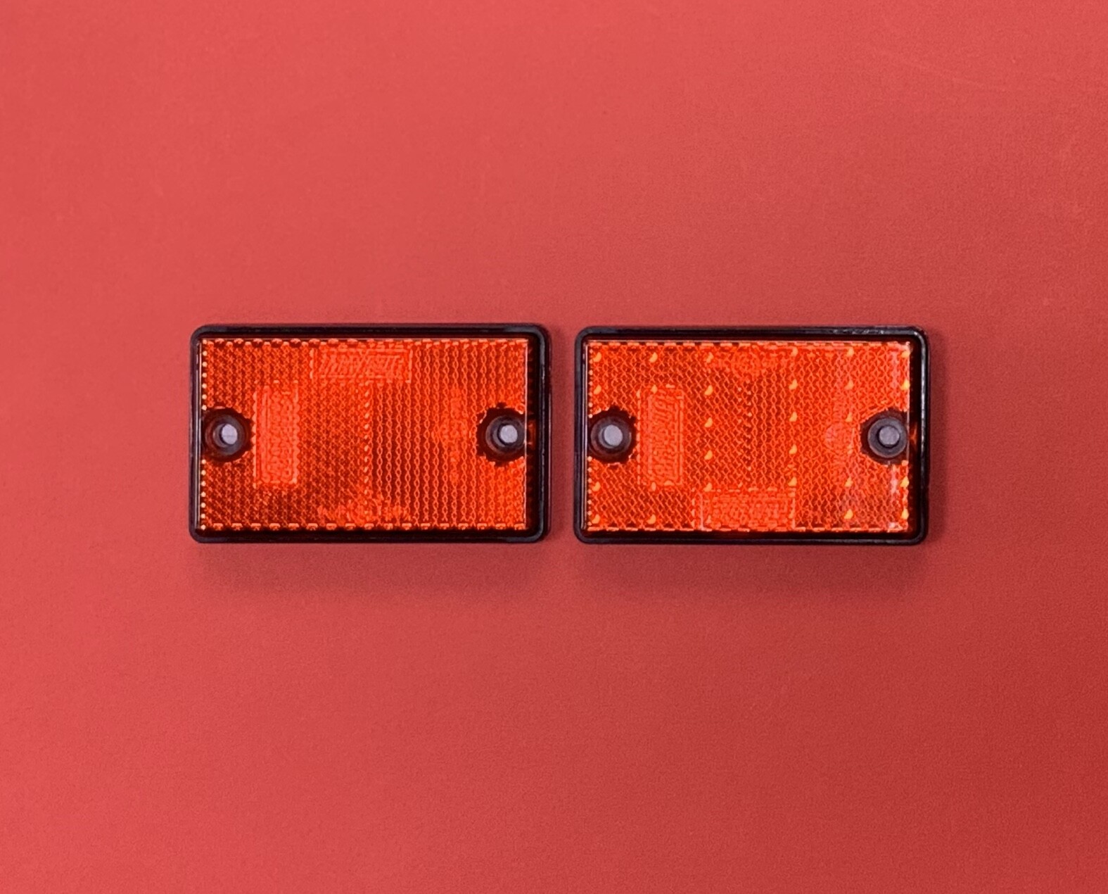 2 Self-Adhesive Rectangle Red Reflectors 77mm x 46mm Trailers Trucks ...