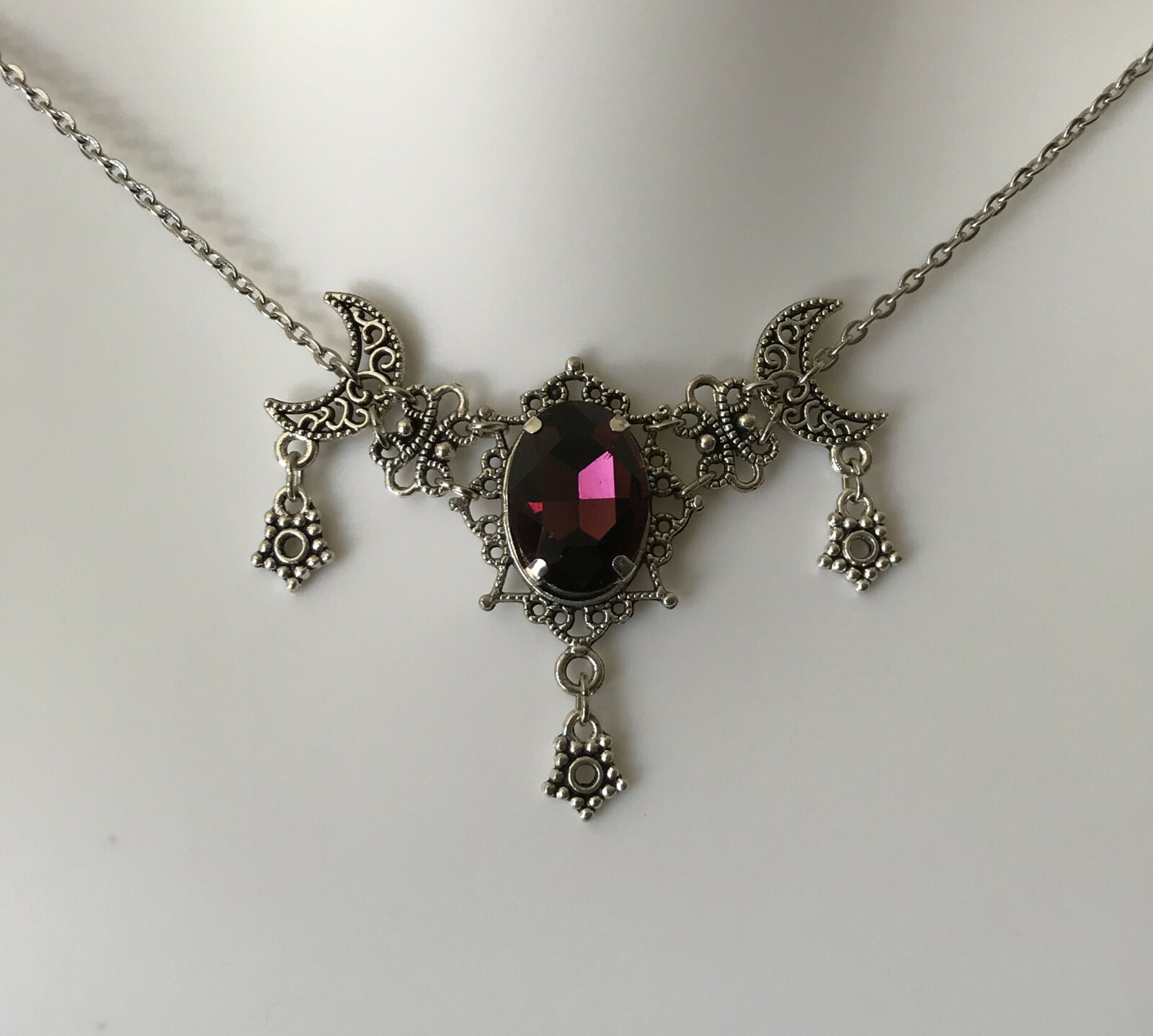 Moon Star Silver Filigree Necklace Choker Gothic Wicca Wiccan Witch ...