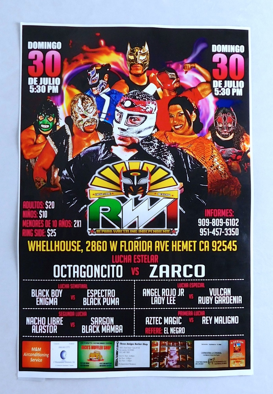 Lucha Libre Mexicana 11x17 Event Poster Octagoncito Ruby Gardenia ...