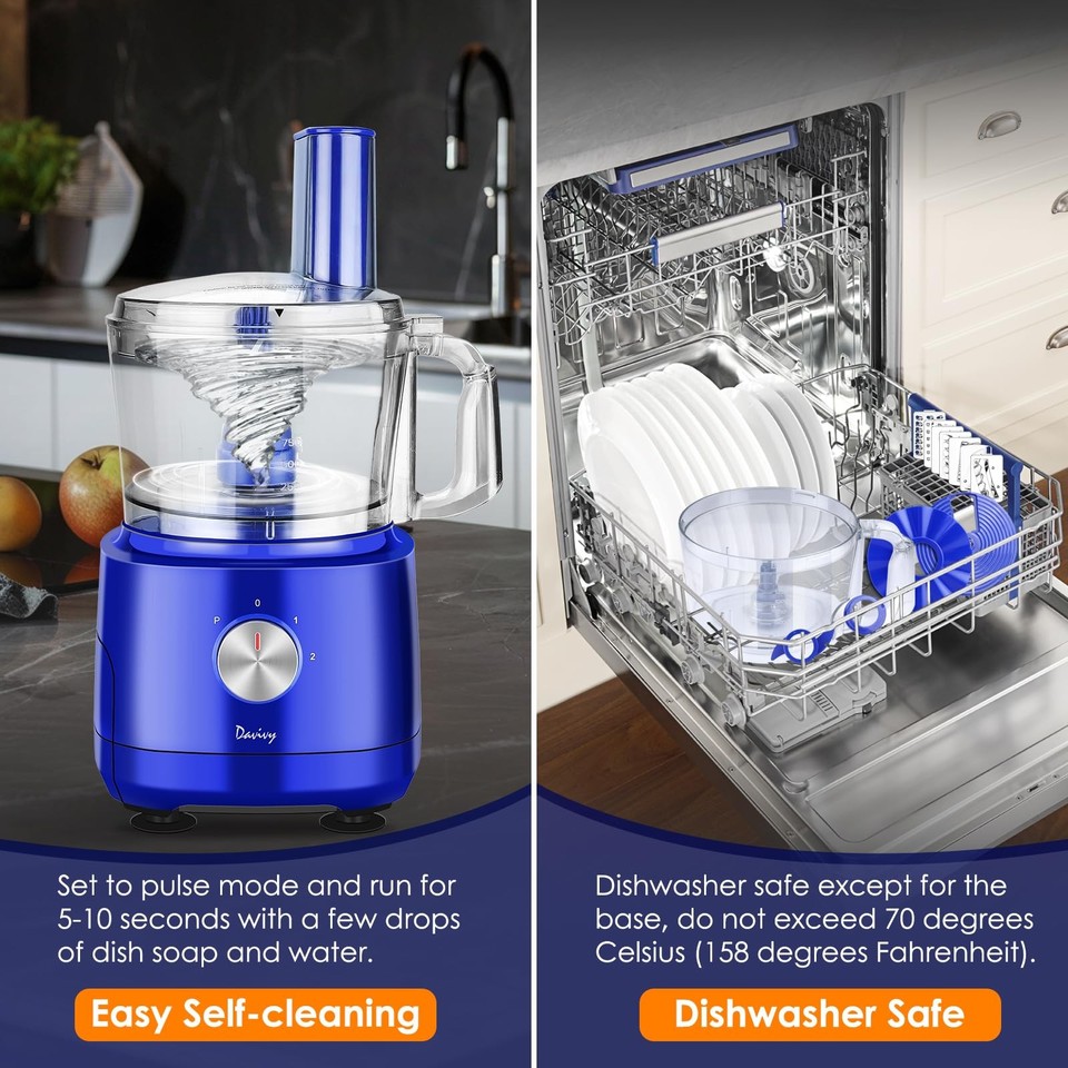 Food Processor 7 Cup,Built-in Storage Drawer Small Food Processor with ...