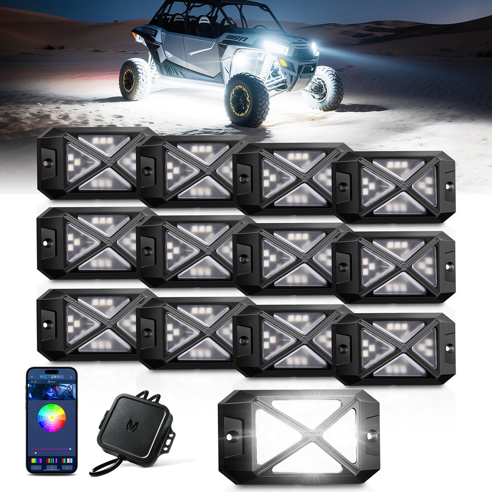 MICTUNING 12 Pods C4 RGBW LED Rock Lights Kit OffRoad Underglow ...