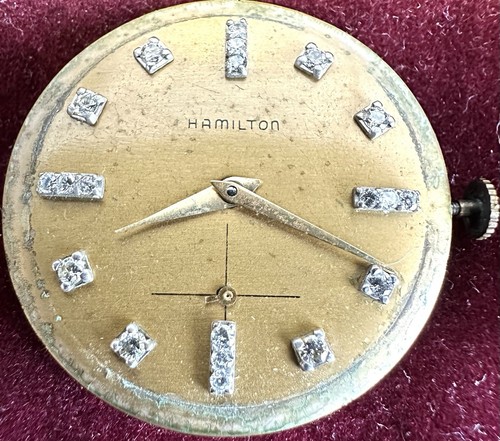 VINTAGE HAMILTON DIAMOND DIAL 17 JEWEL 637 WIND UP MECHANICAL MOVEMENT ...