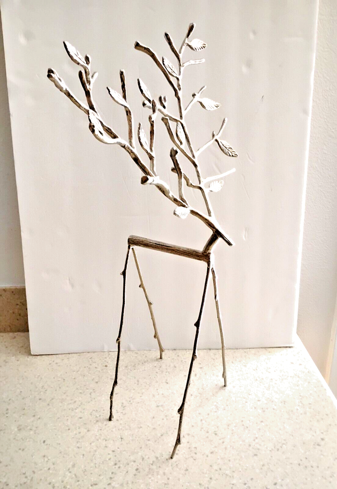 VHTF POTTERY BARN ANTIQUE SILVER SCULPTED TWIG REINDEER Décor | eBay