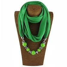 Womens Fashion Neckerchief Ring Scarf Necklace Beads Solid Color ...