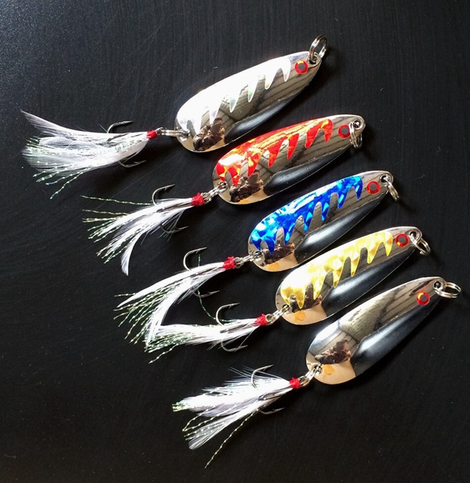 5PCS Rainbow Wobblers VIB 15g Metal Jig Slow Trolling Wobbler Spoon ...