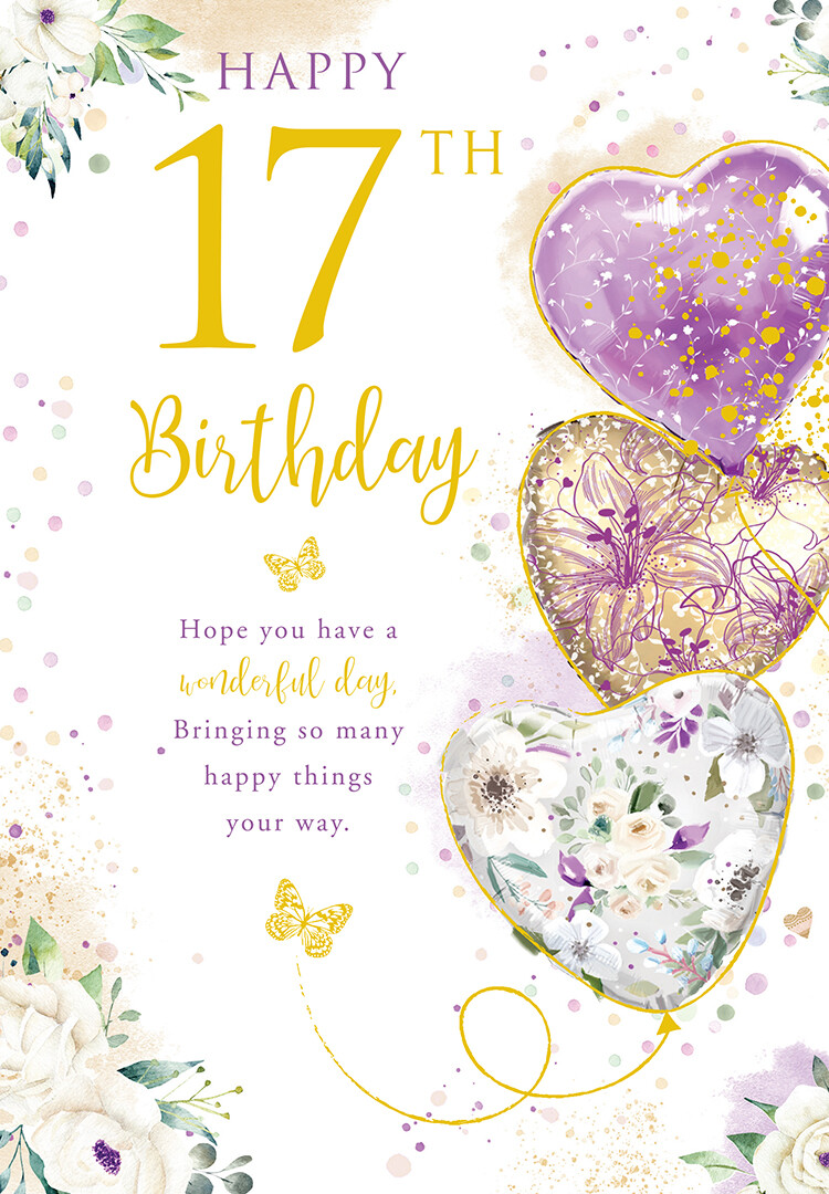 Happy 17th Birthday Wishes Happy 17th Birthday Card Male Foil Finish
