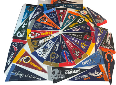 32 Mini Football NFL Team Pennants Felt Flags 9x4 Rico Tag Express ...